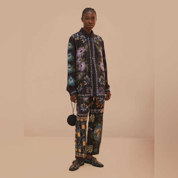 FARM Rio | Pants & Jumpsuits | Farm Rio Black Winter Garden Pants ...